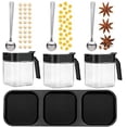 Condiment Jar Spice Container with Lids and Spoons, 8.6oz Clear Glass ...