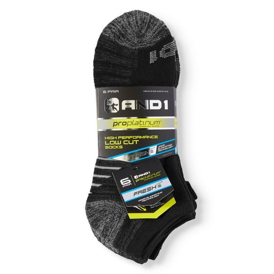 AND1 - Men‘s Pro Platinum Low Cut Socks, 6-Pack - Walmart.com