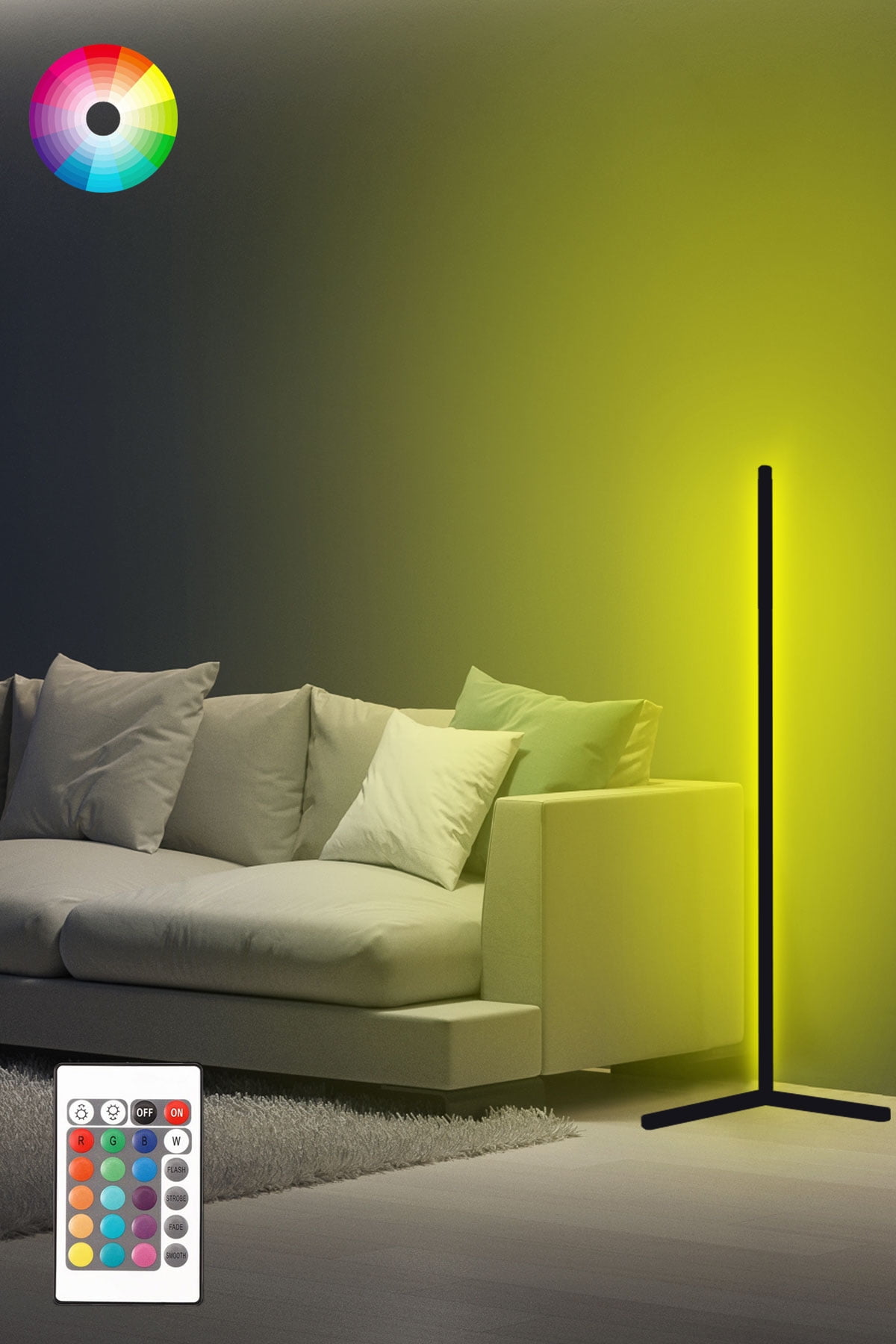 TroyG 47" Modern Led Floor Lamp for Living Room, RGB Color Changing Led ...