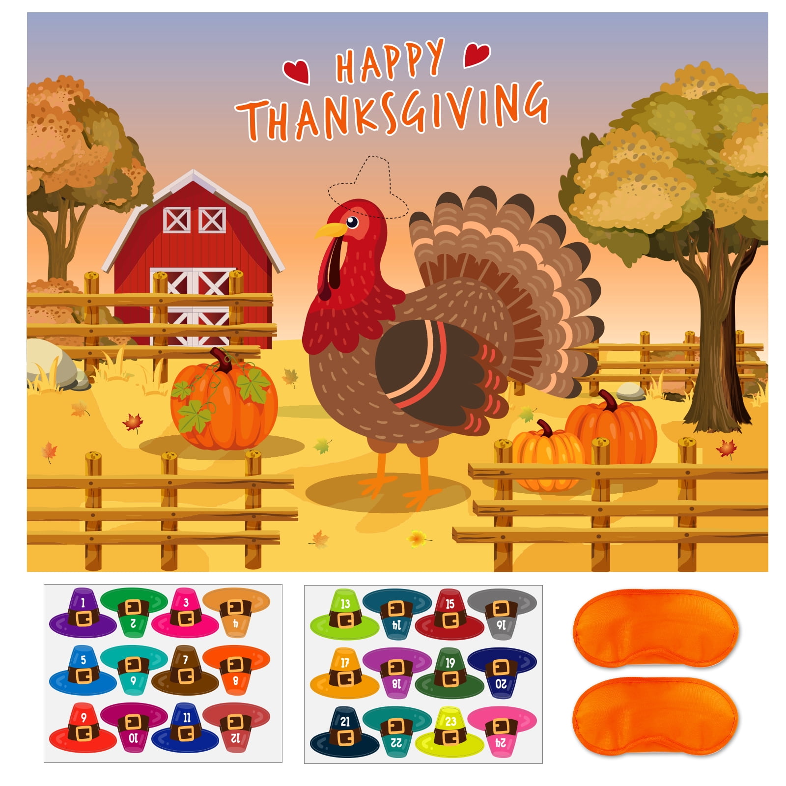 WaaHome Pin the Hat on the Turkey Thanksgiving Game for Kids ...