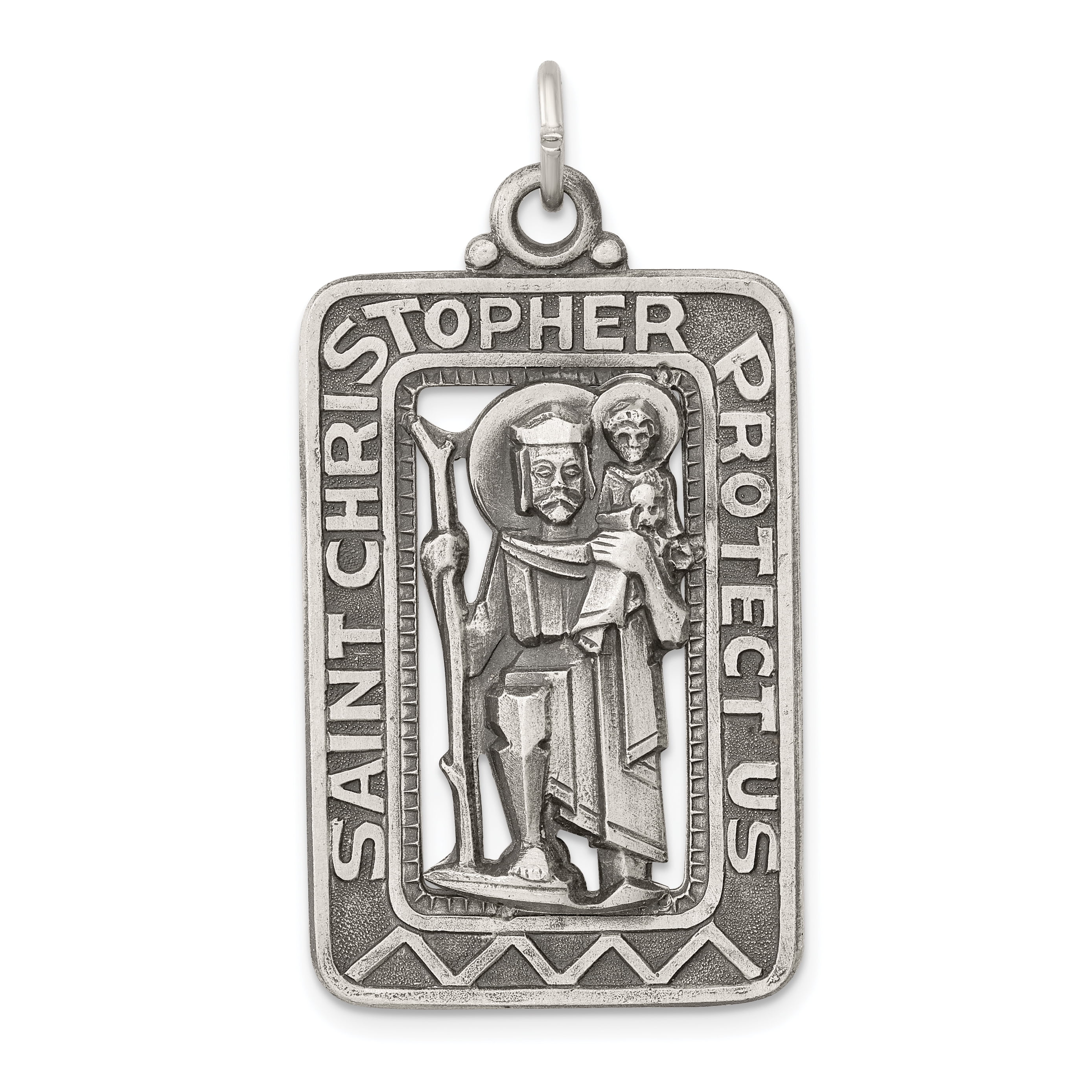 925 Sterling Silver Brushed Saint Christopher Medal Pendant Charm ...