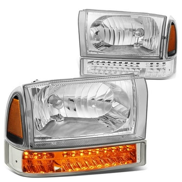 DNA Motoring HL-OH-FSD05-LED-CH-AM For 2005 to 2007 Ford F250 F350 F450 ...