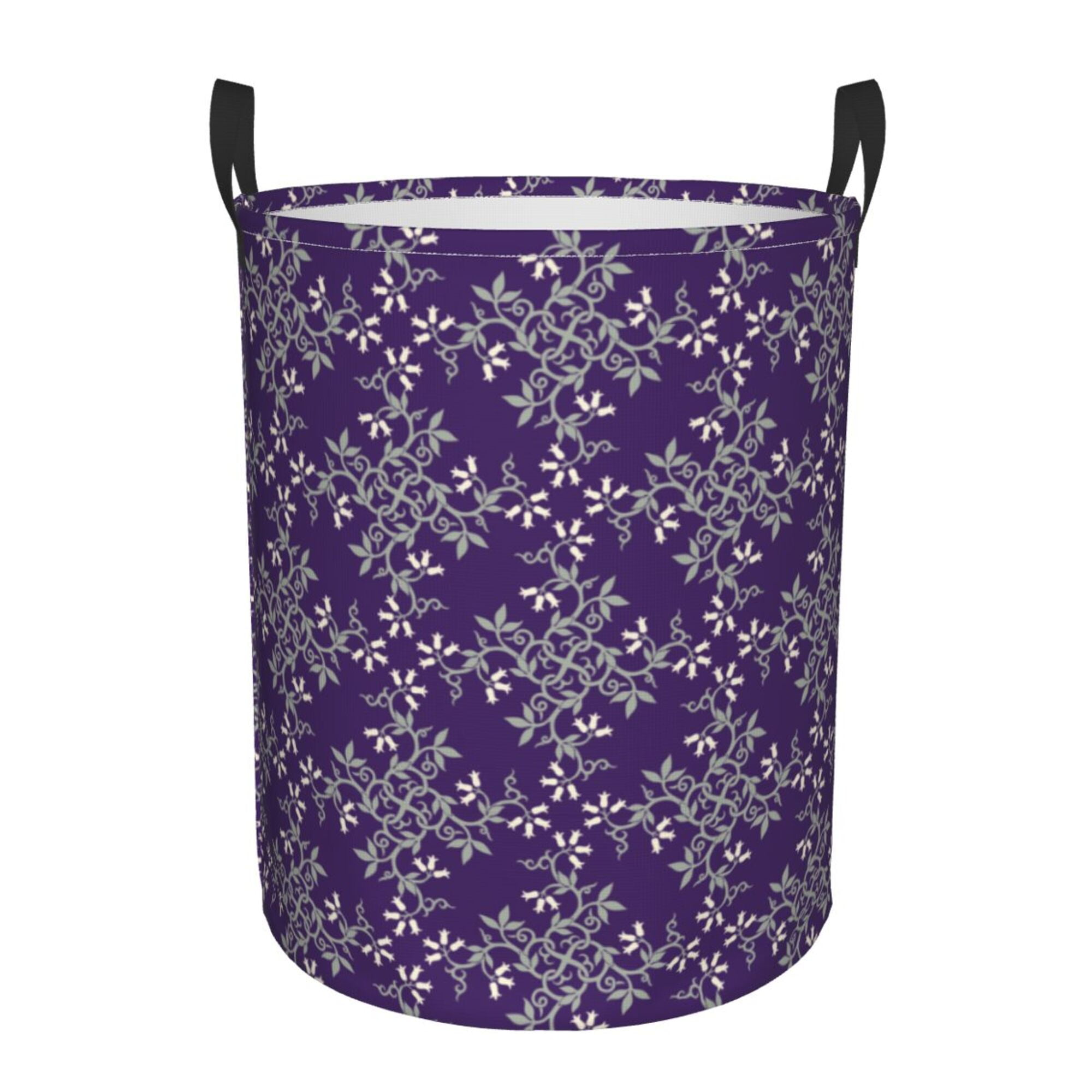 TEQUAN Waterproof Laundry Hampers, Damask Style Blue Flower Pattern ...