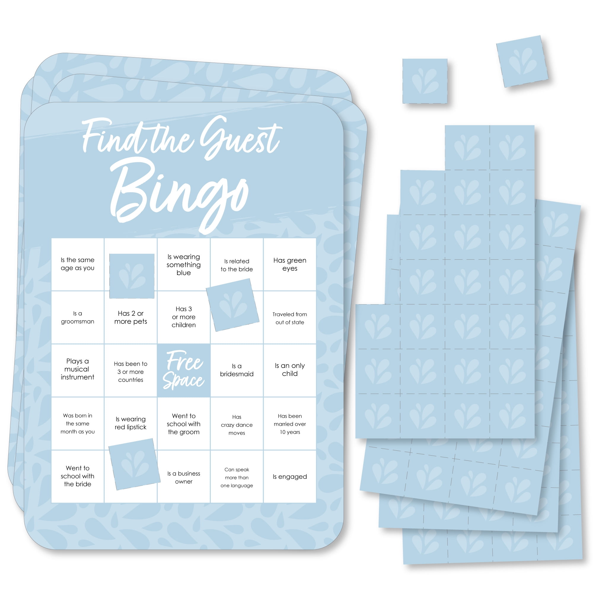 Big Dot of Happiness Dusty Blue Elegantly Simple - Find the Guest Bingo ...