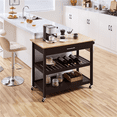 Renwick Rolling Kitchen Island Cart with Storage and Drawer, Espresso ...