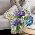 Purple Blue Hydrangea Fleece Throw Blanket Vintage Watercolor Blue ...