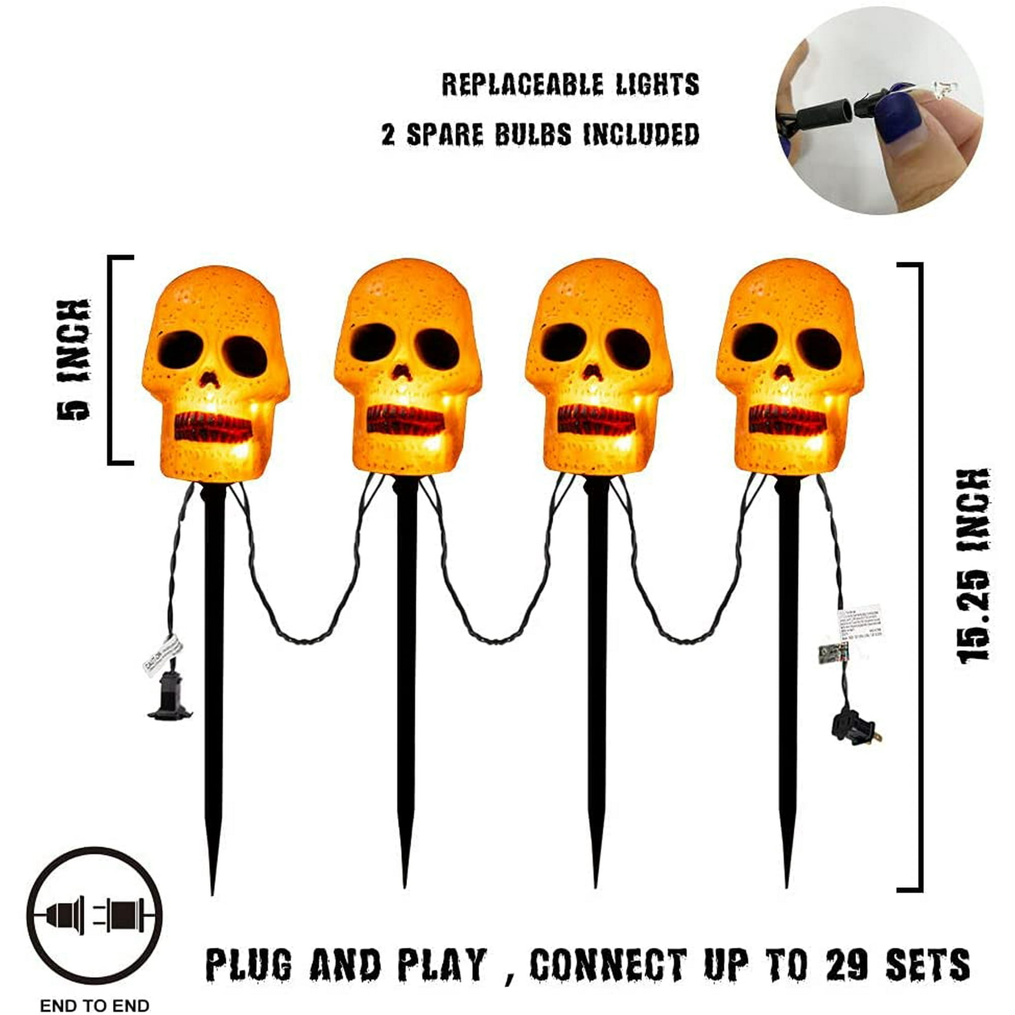 Skull Halloween Pathway Markers TOTALLY GHOUL Halloween 3 Skulls