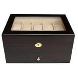TimelyBuys 20 Piece Large Wooden Watch Box, Ebony Walnut Display Case ...