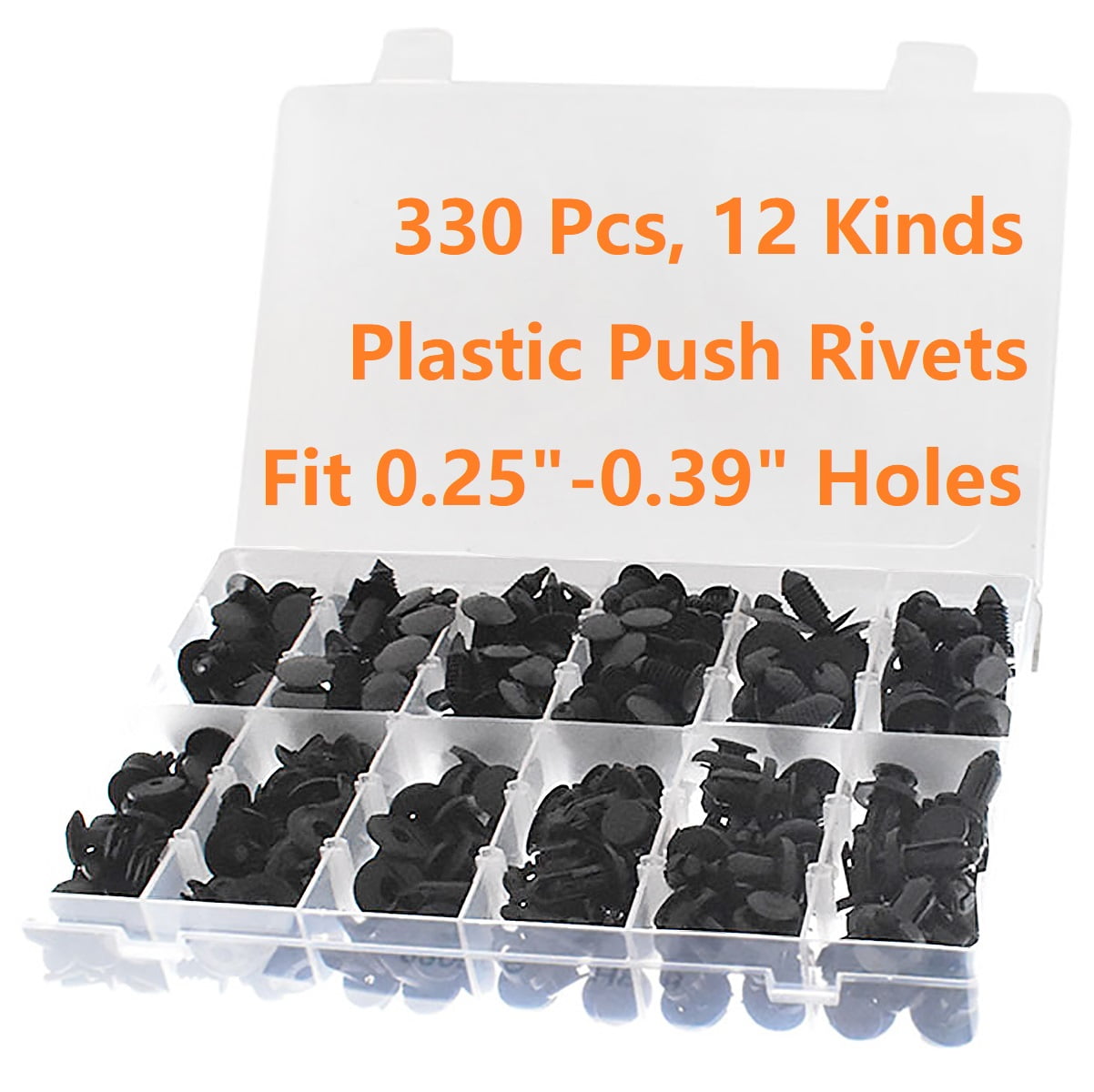 Plastic Rivet Clips 330Pcs 6.4mm-10mm 12-Kinds Bumper Clips Hood Fender ...