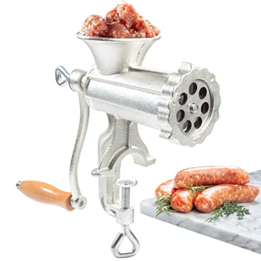 CucinaPro Meat Grinder with Tabletop Clamp & 2 Cutting Disks, Cast Iron ...