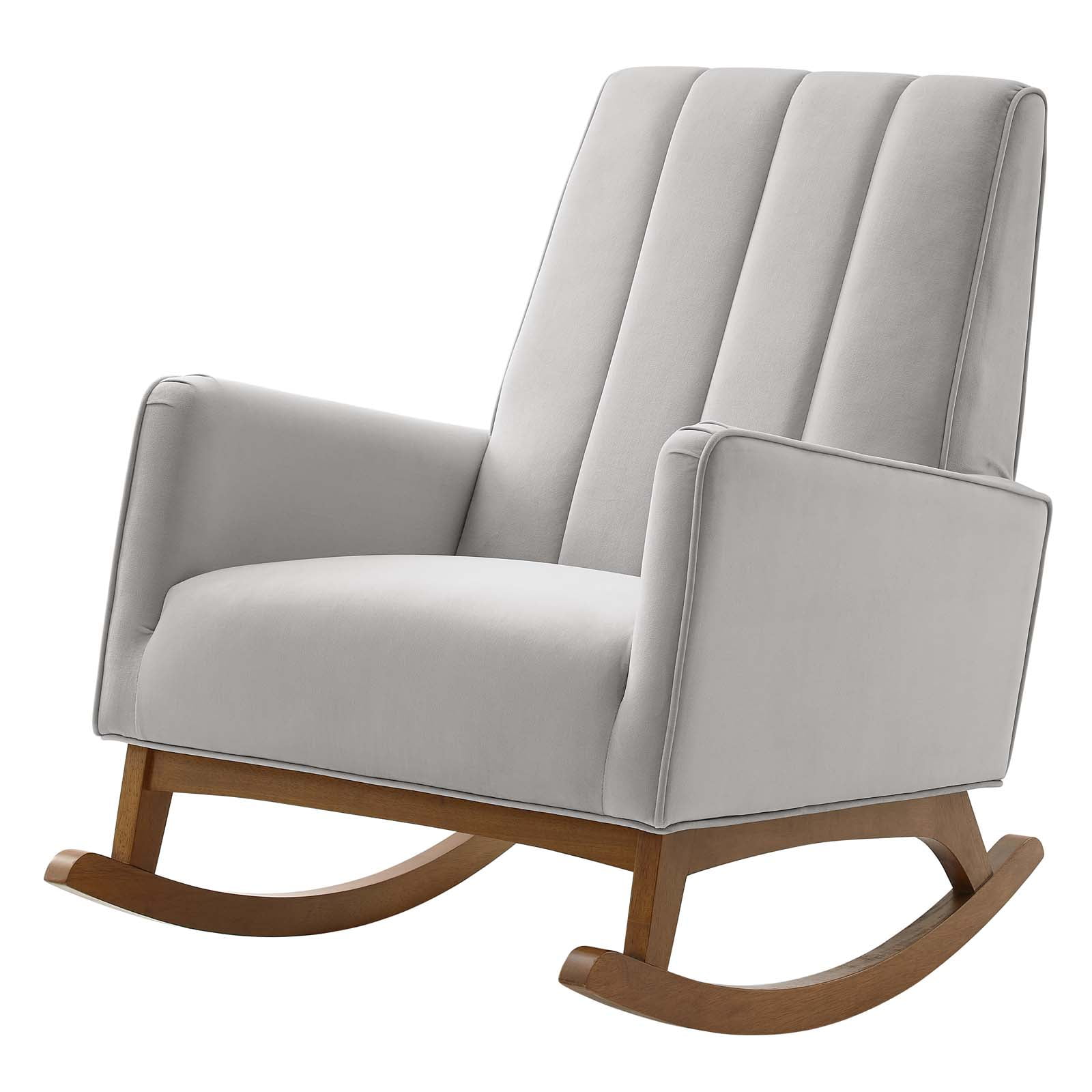 Accent Rocking Chair Armchair, Velvet, Light Grey Gray, Modern ...