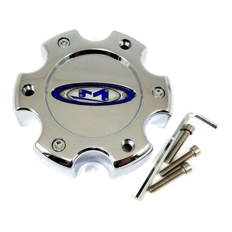 Moto Metal Wheel Center Hub Cap Chrome/Blue Oval Logo 5-1/2" OD 6 Lug ...