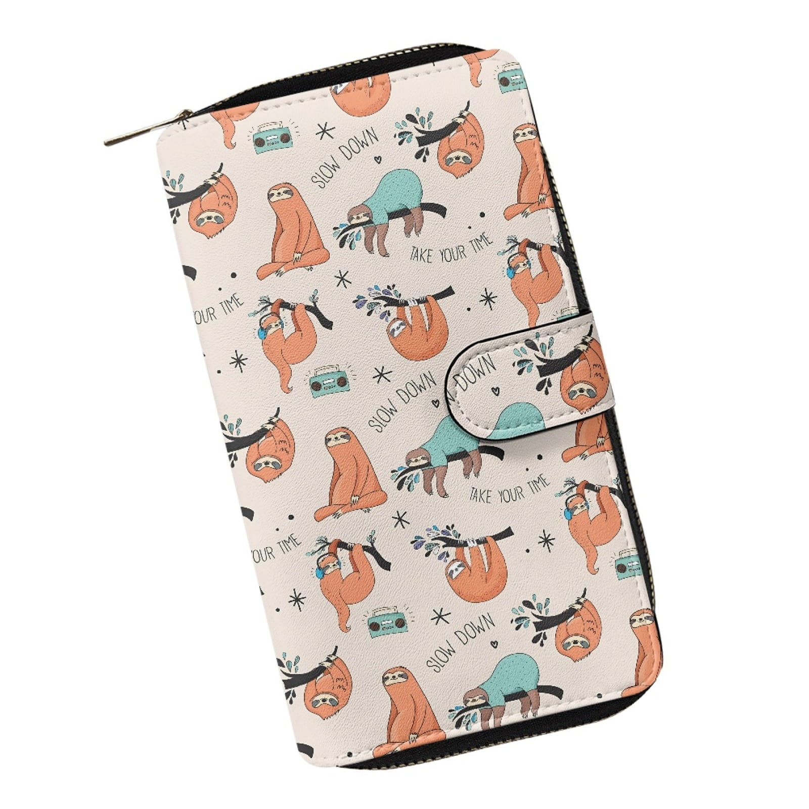 Xoenoiee Women Long Snap Wallet Faux Leather Bifold Card Holder Purse ...