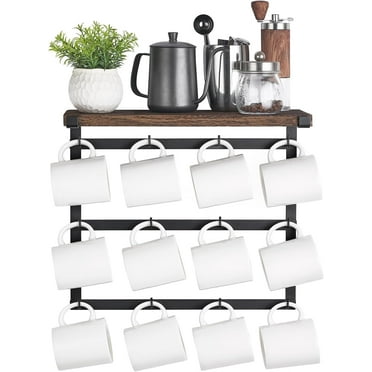 Drevy 36 Peg Mug Rack for Wall - 8 Tier Coffee, Tea Cup Storage Holder ...