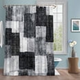 Black Grey Patchwork Shower Curtain for Bathroom, Modern Abstract Black ...