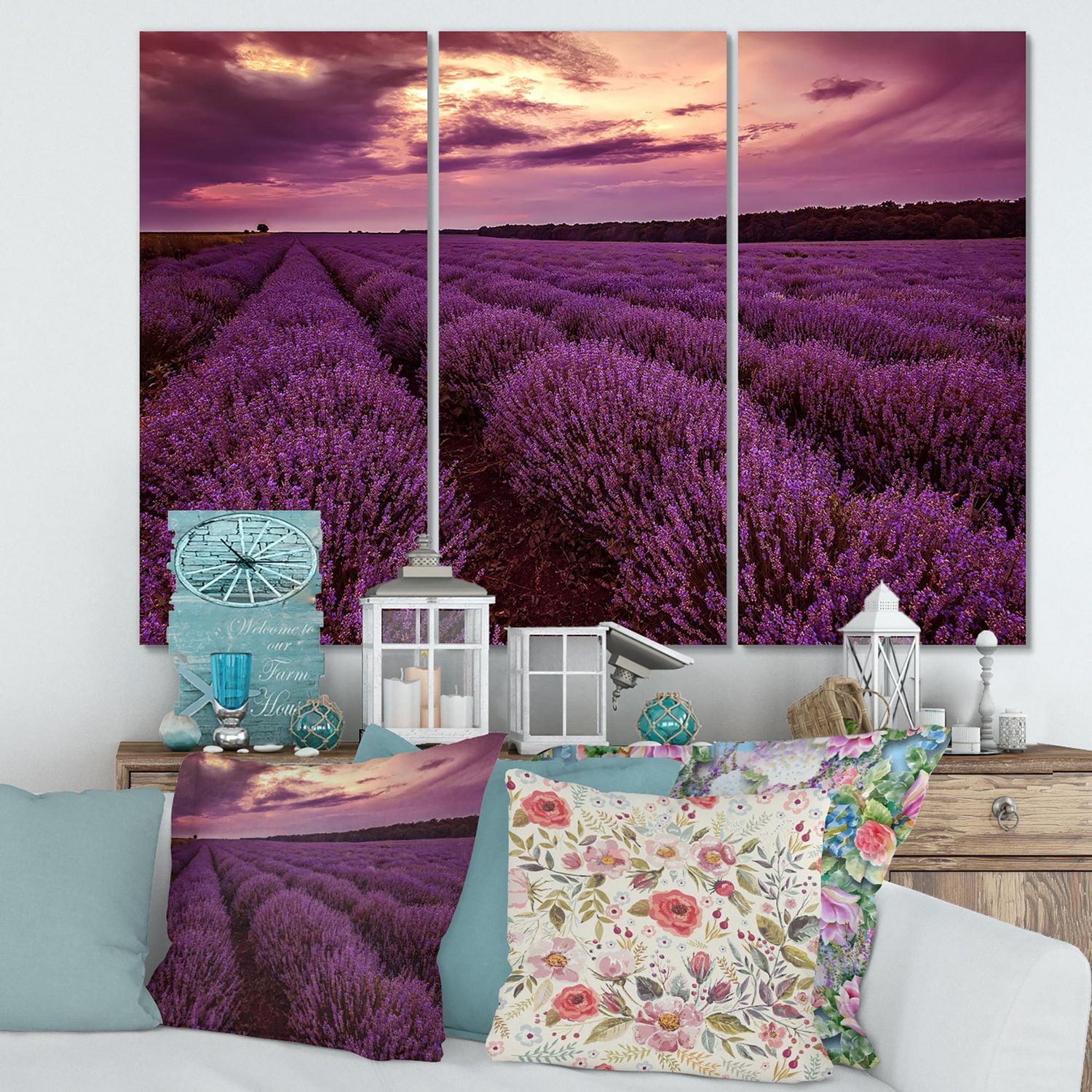 Click here for Designart Sunrise & Dramatic Clouds Over Lavender... prices