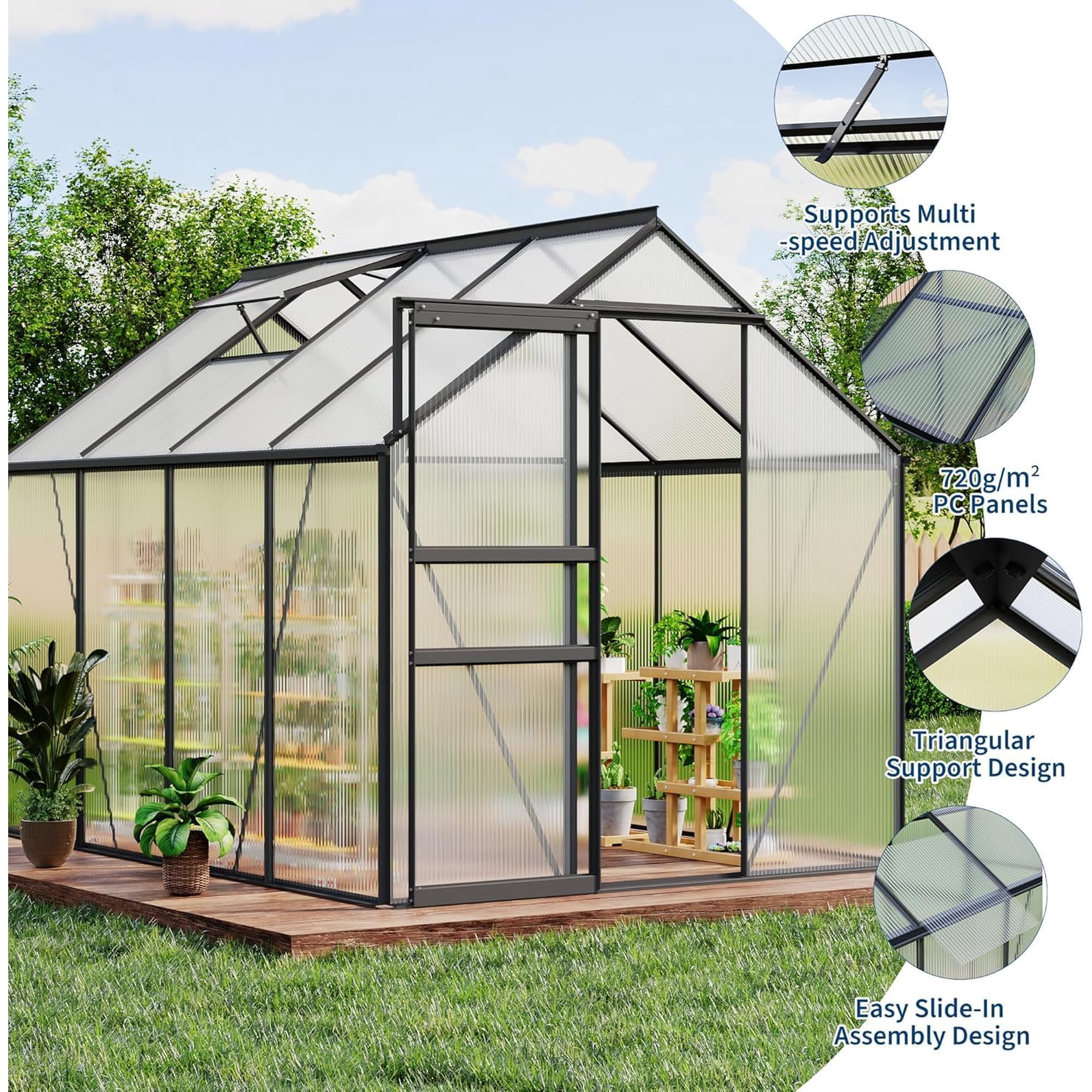 Click here for Tropow 6x8 Ft Walk-In Polycarbonate Greenhouse - D... prices