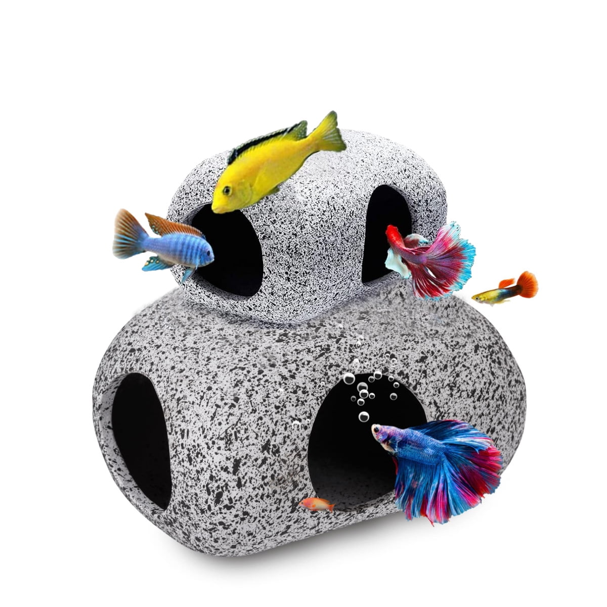 2 Pcs Aquarium Decorations Rock, Ceramic Shelters - Shrimp Habitat ...