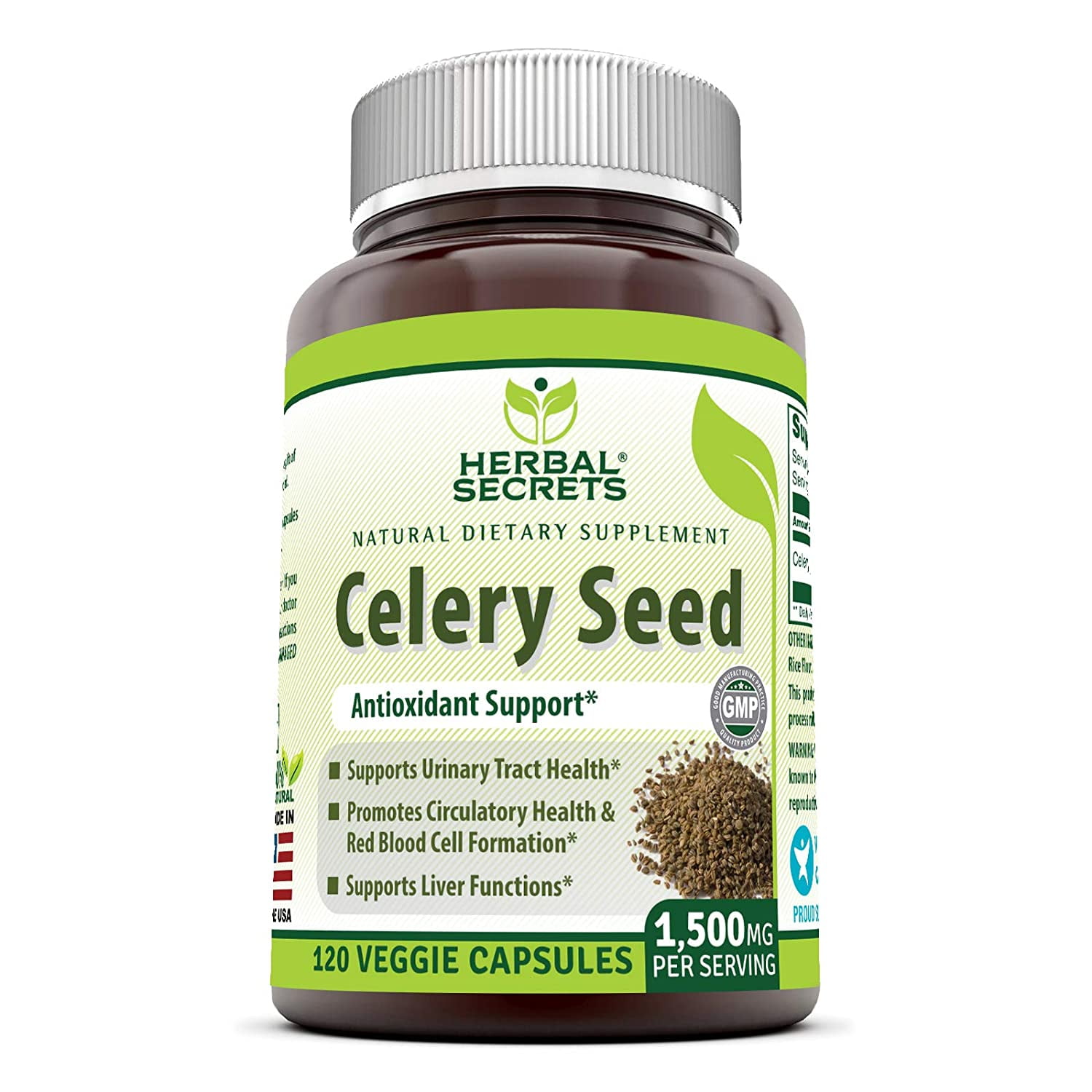 Herbal Secrets Celery Seed Extract 1500 mg Per Serving 120 Veggie ...
