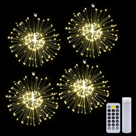 Firework Lights 4 Pack 120 LED Copper Wire Starburst String Lights with ...