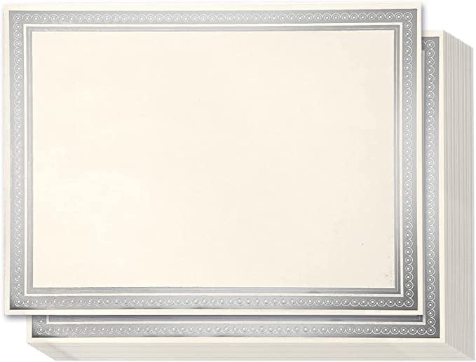 Ivory Award Certificate Paper with Silver Foil Border for Graduation ...