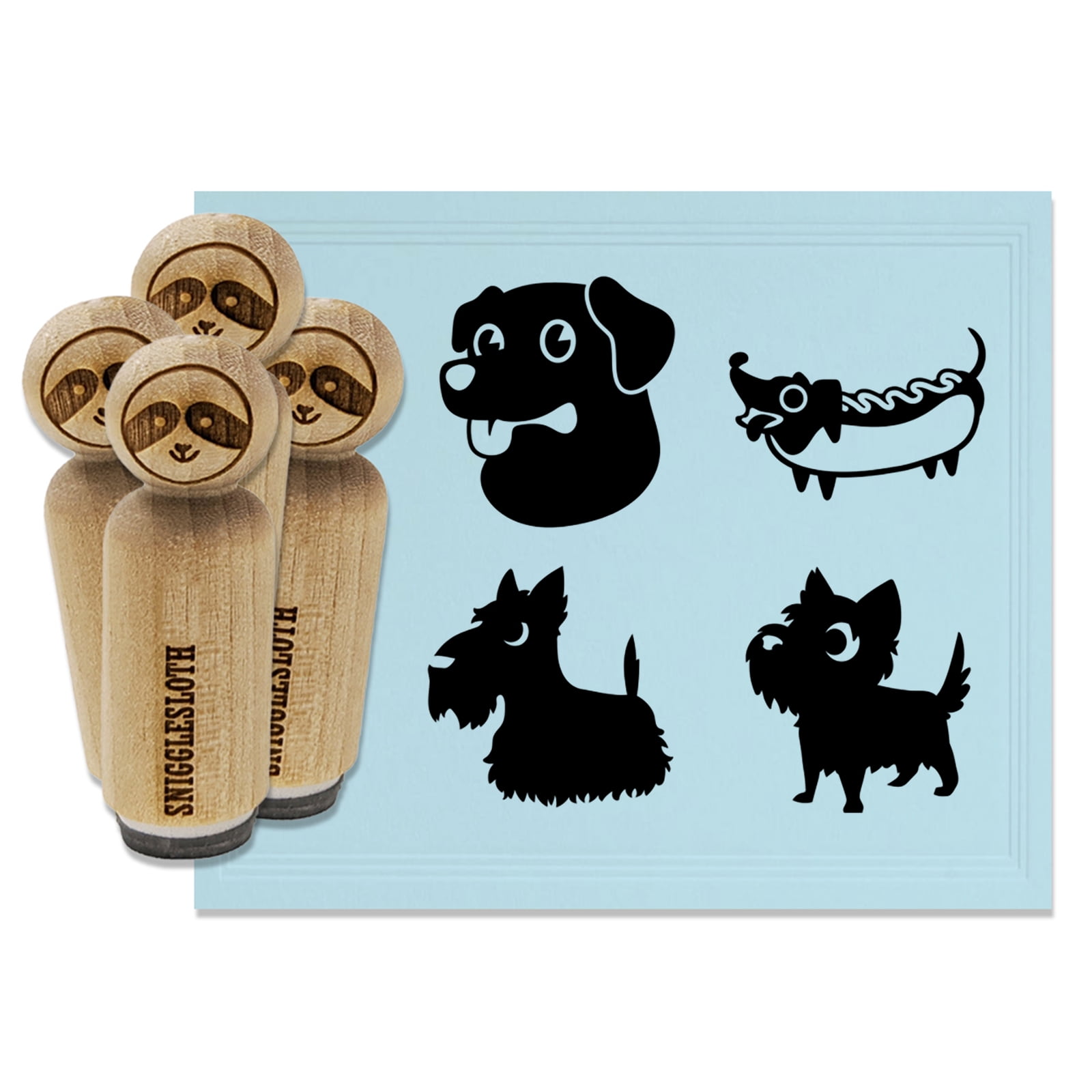 Cartoon Dogs Terrier Labrador Wiener Hotdog Rubber Stamp Set for ...