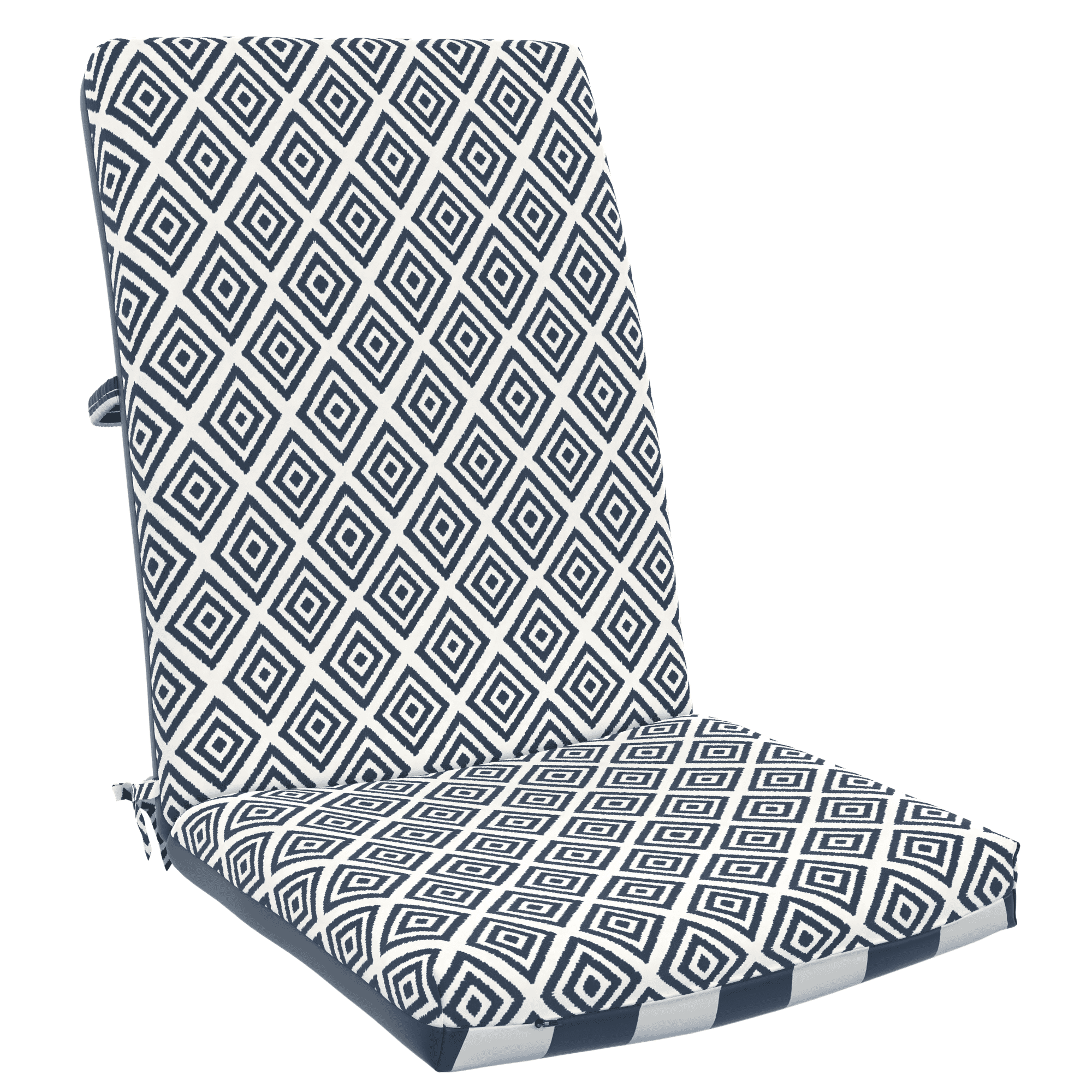 Mainstays 44 X 19 Blue Cabana Tile High Back Chair Outdoor Seating Cushion  Water Repellent 19 In. W X 44 In. D X 2.5 In. H