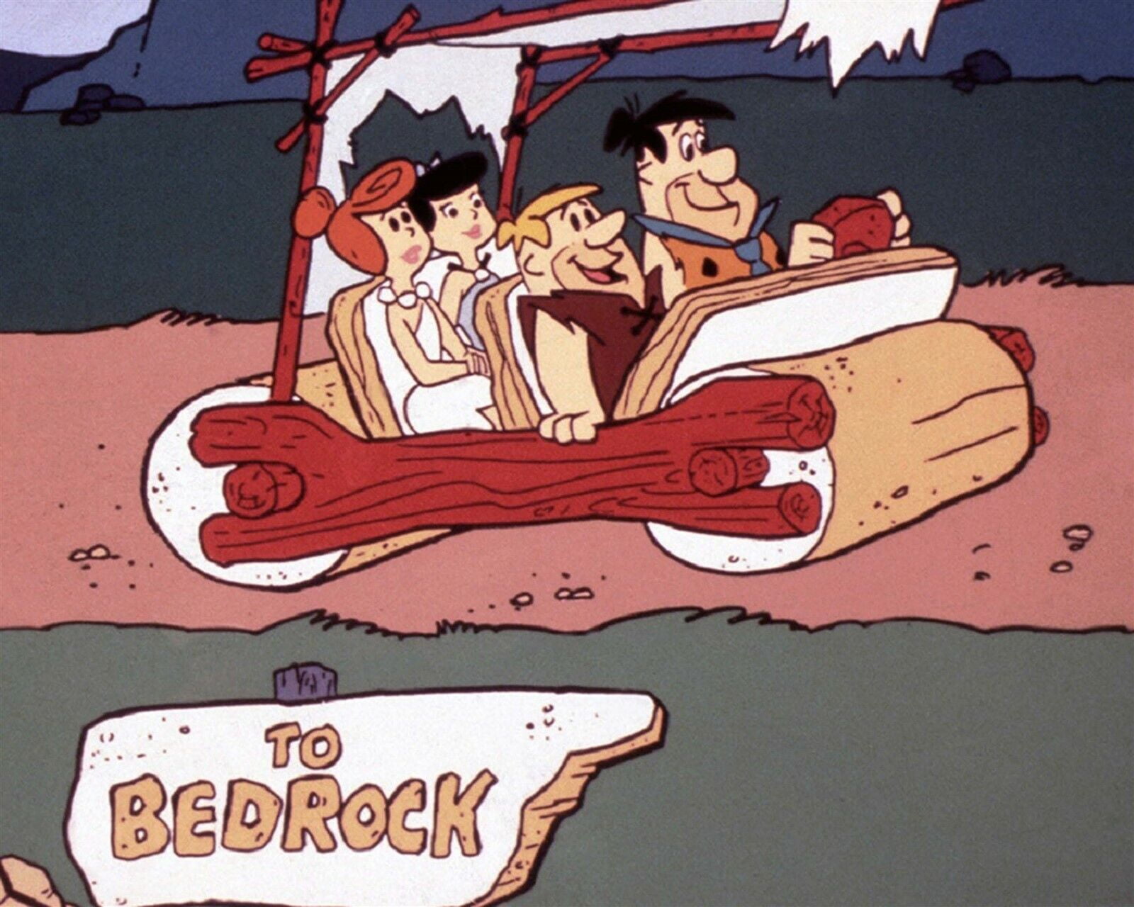 The Flintstones Fred & Wilma Barney & Bettie in Flintmobile 8x10 inch ...