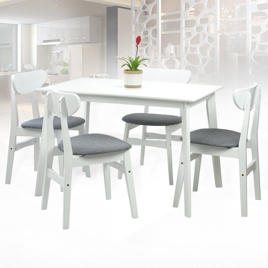 Buy Yumiko Solid Wood Rectangular Dining Table Kitchen Modern, White ...