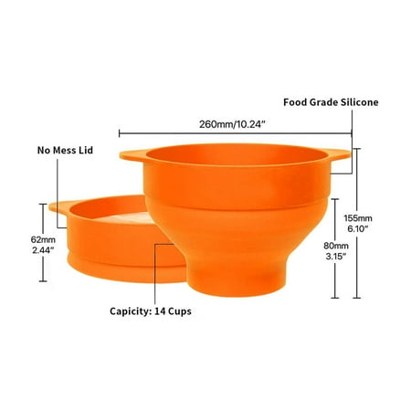 Popcorn Bucket with Handle Lid Silicone Bowl Microwave Heat Lid ...