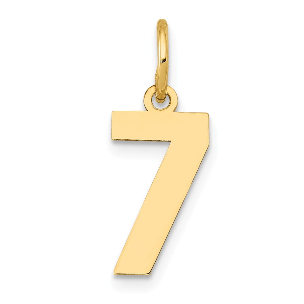 Solid 14k Yellow Gold Small Number 7 Charm Pendant - 18mm x 7mm ...