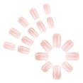 24 Pcs Short Square on Nails Glossy Full Covers False Nails Simple ...