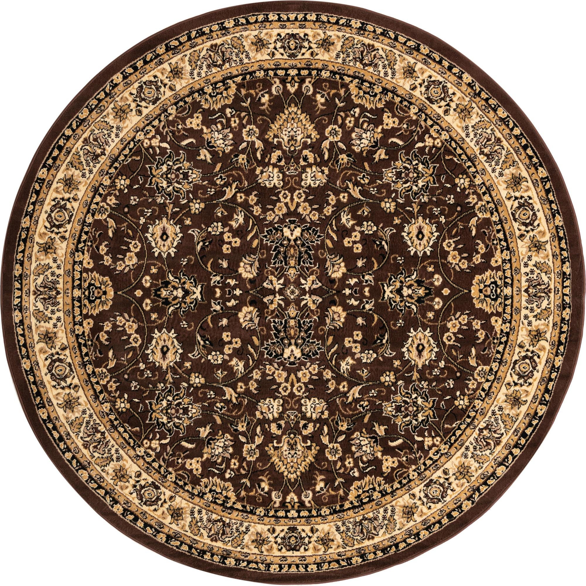 Rugs.com Yasmin Collection Rug – 8 Ft Round Brown Medium Rug Perfect ...