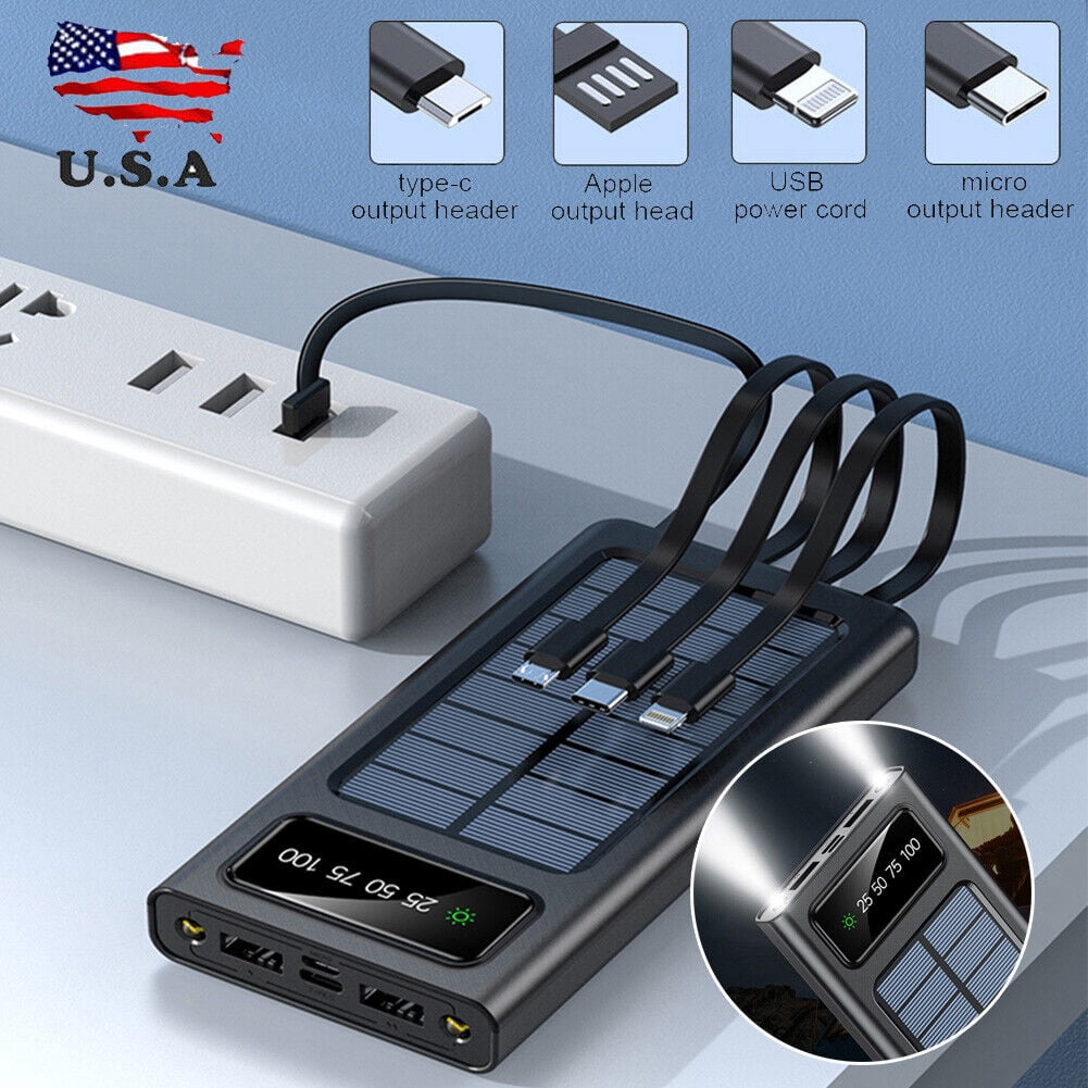Portable 4000000mAh 4 USB Portable Charger Solar Power Bank For Cell ...