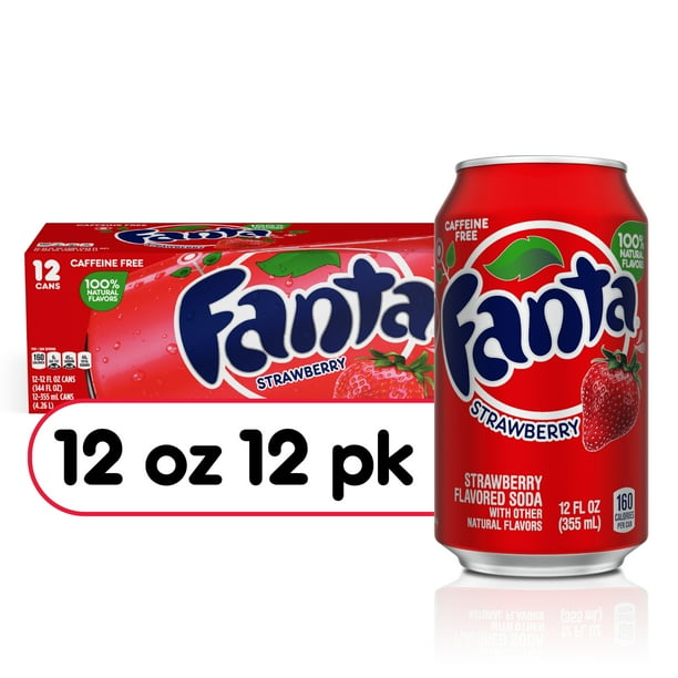 Fanta Strawberry Fruit Soda Pop, 12 fl oz, 12 Pack Cans - Walmart.com