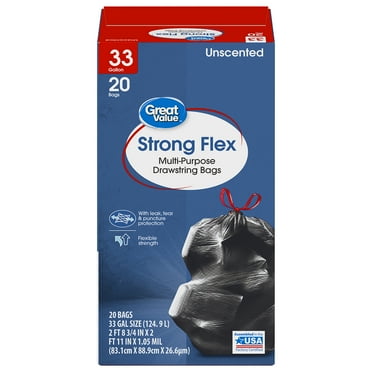 Ruffies Pro Extra Large Wing Tie Black Trash Bags, 33 Gallon, 60 Count ...