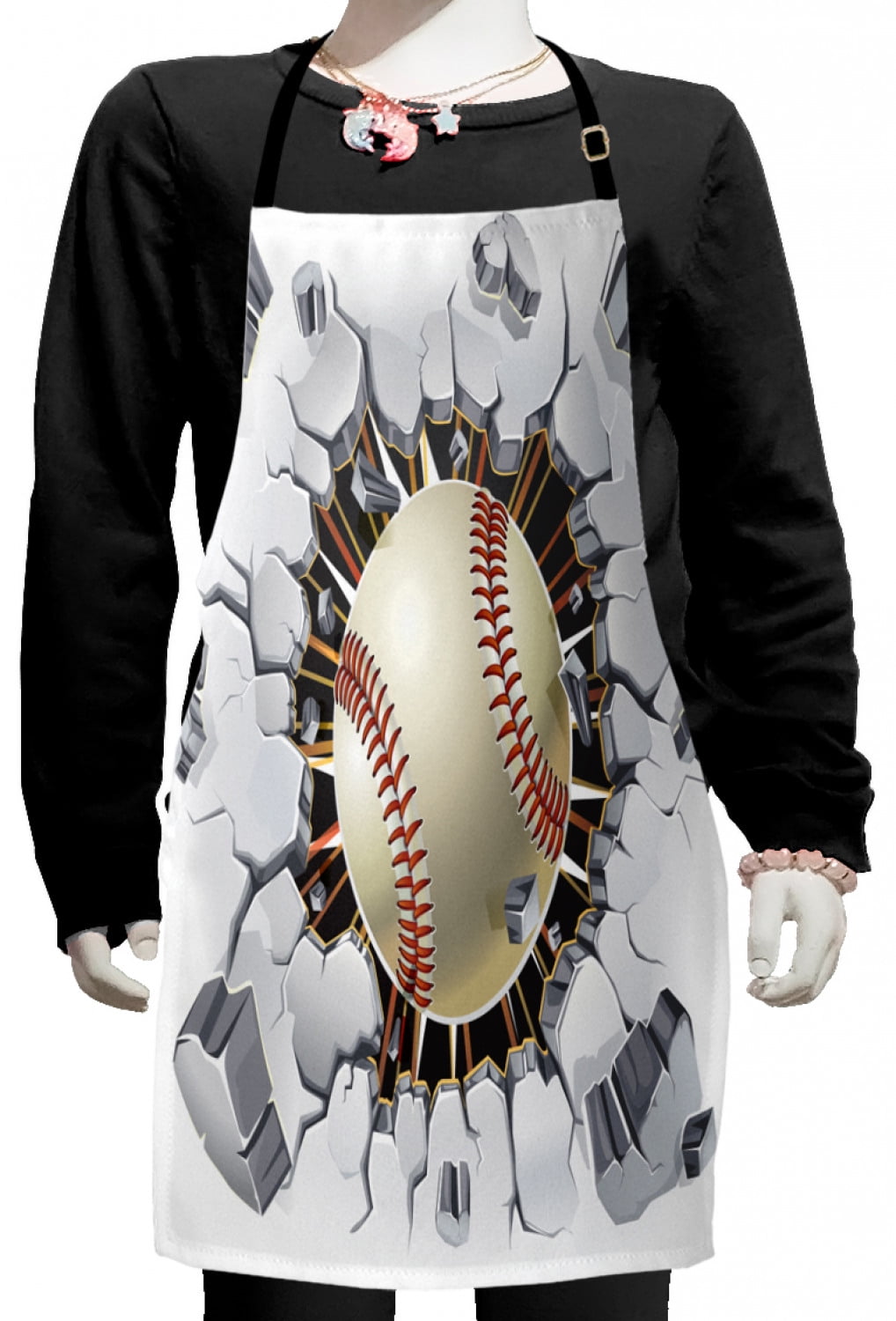 Sports Kids Apron, Baseball and Old Plaster Concrete Wall Damage ...