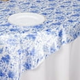 BalsaCircle White 72x72 in Satin Square Table Overlay Blue Floral ...