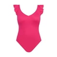 Time and Tru Women's and Plus Solid Ruffle Strap One Piece Swimsuit ...