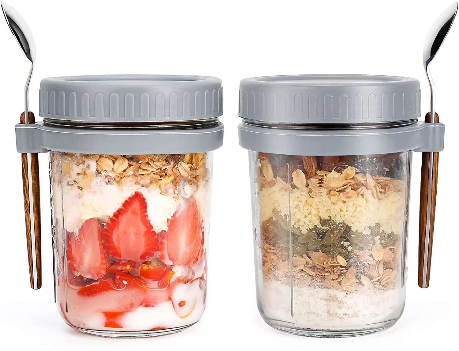 Sensch 10oz Overnight Oats Container Mason Jars with Lid and Spoon ...