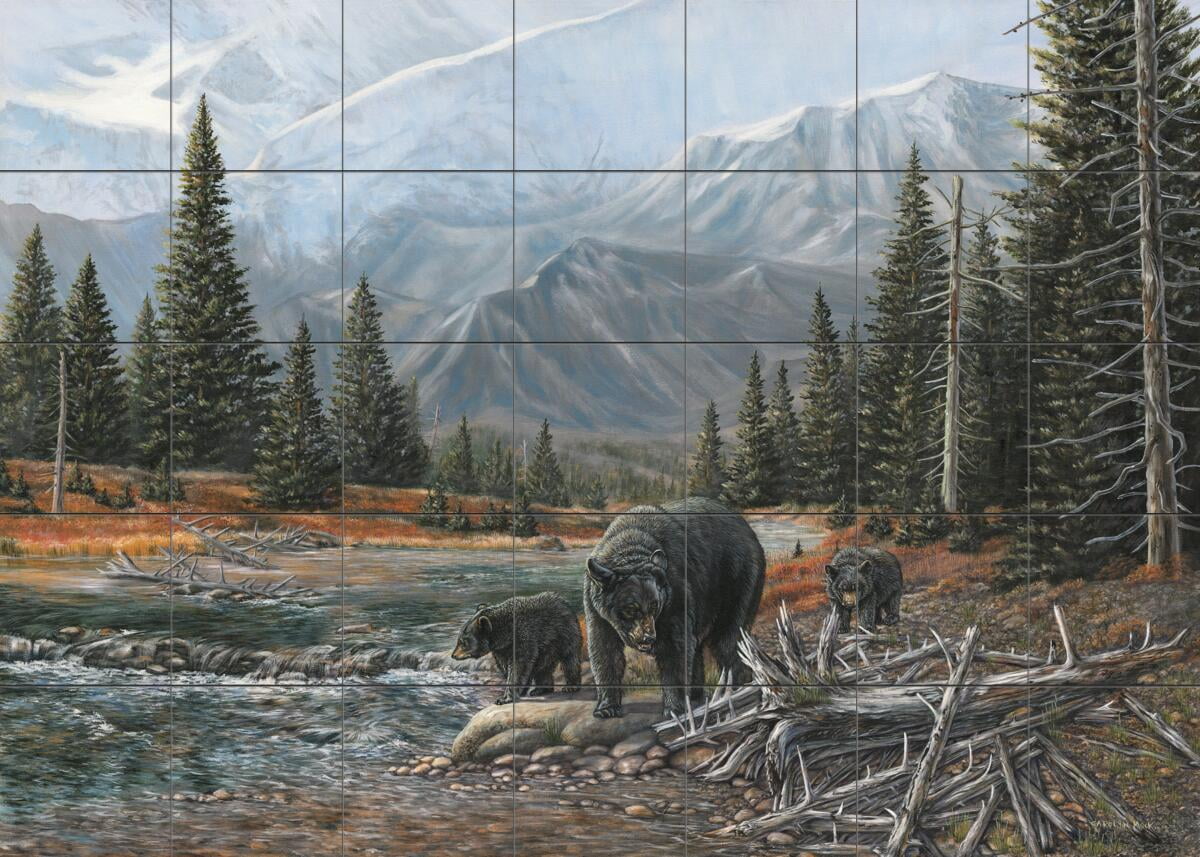 Tile Mural Kitchen Backsplash - Black Bear Bend-CM - by Carolyn Mock ...