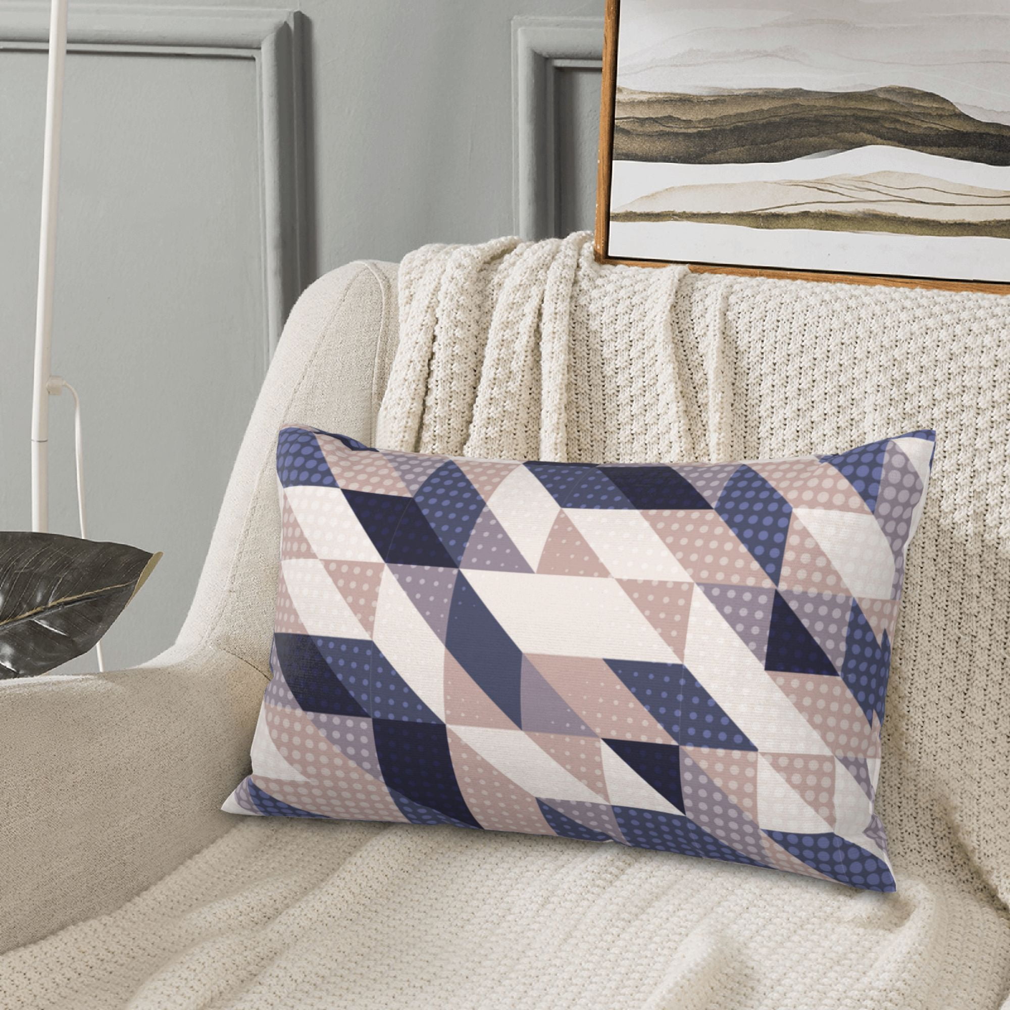 ZNDUO Rectangular Plush Cushion Cover, Modern Abstract Art Pattern Non ...