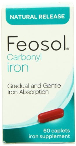 2 Pack Feosol Carbonyl Iron Supplement Caplets Natural Release 60 ...
