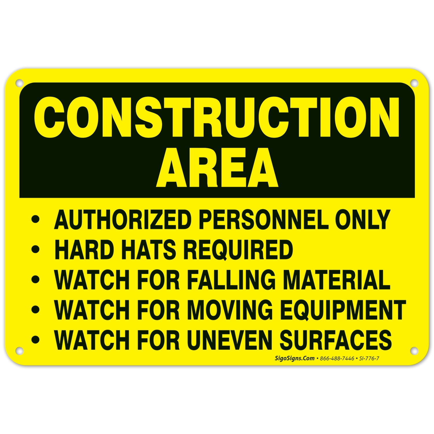 Construction Area Sign, Authorized Personnel Only Sign, - Walmart.com