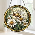 Bee Daisy Floral Crescent Moon Window Hanging Stained Glass Suncatcher ...