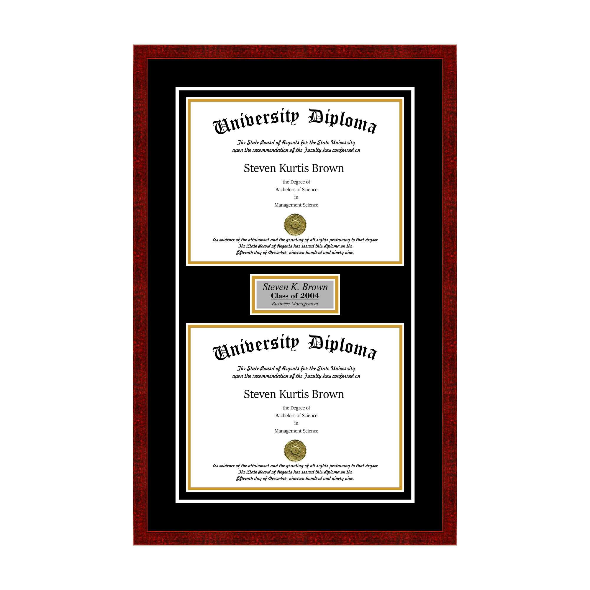 Personalized Double Diploma Frame with Double Matting for 8.5" x 11 ...