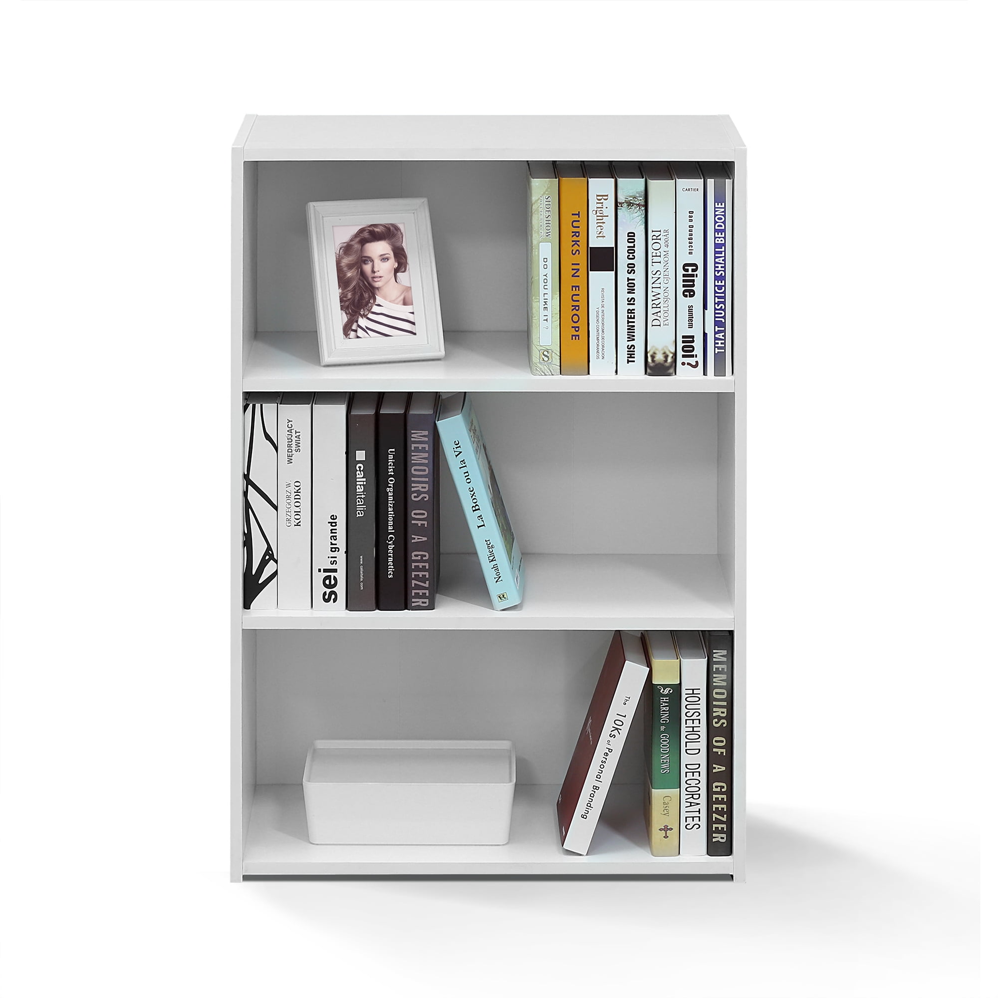 Furinno Wright 3-Shelf Bookcase, Soft White - Walmart.com
