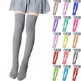 Ahabrexf Women's Thigh High Socks Warm Cable Knit Solid Color Over-The ...