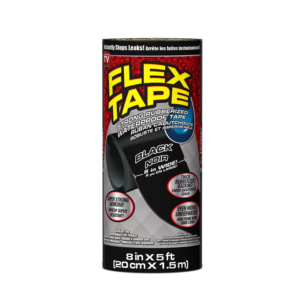 Flex Tape, Strong Rubberized Waterproof Tape, 8 inches x 5 feet, Black ...
