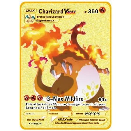 Charizard Vmax Metal Gold Plated Card, Charizard Vmax Dx Gx Metal Gold ...